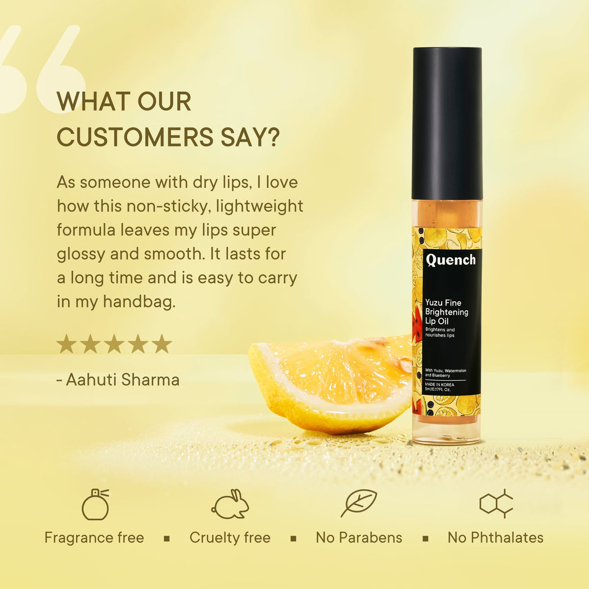 Yuzu Vitamin C Lip Oil for Dark Lips | Quench Botanics