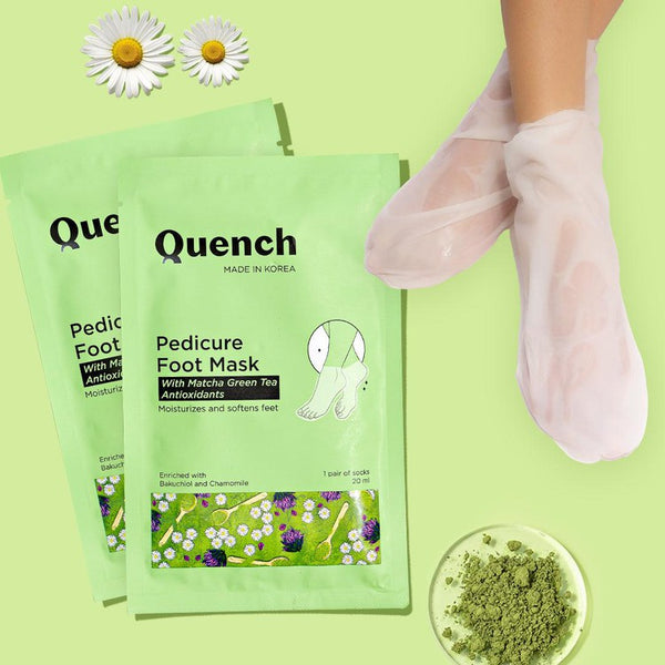 Foot Pedicure Mask with Matcha – Premium I | Quench Botanics