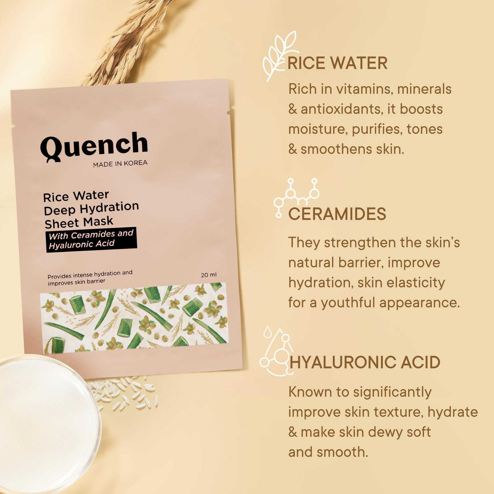 Rice Water Deep Hydration Sheet Mask – Quench Botanics